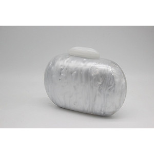 Dirmmis Fashion Women Acrylic Cute Round Marble White Pearl Party Evening Bags Luxury Prom Handbags Casual Clutch