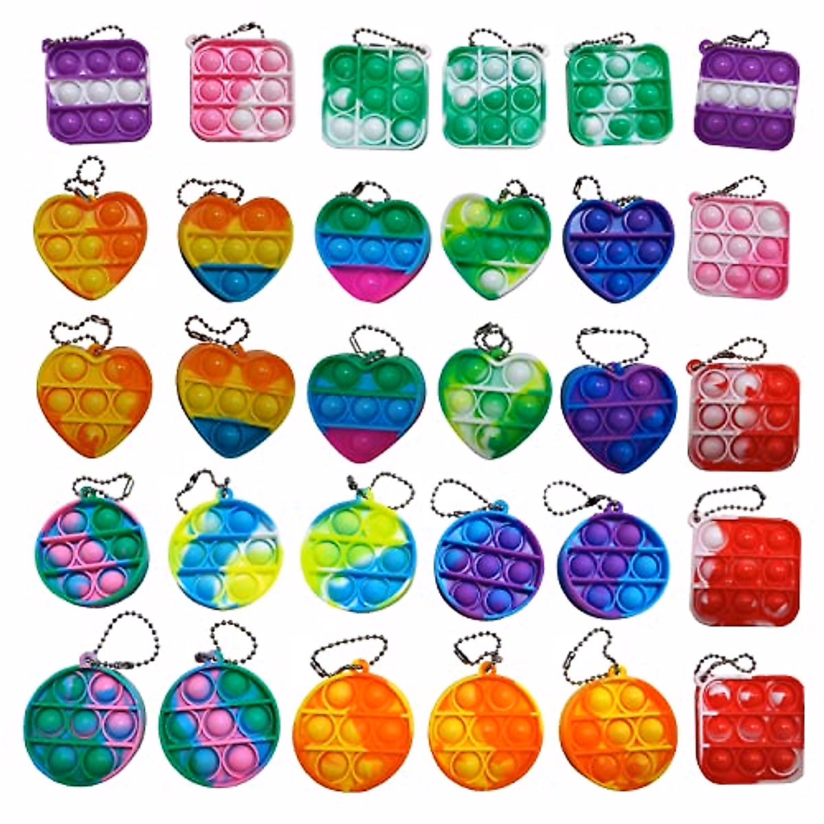 JHXXXL 30Pack Party Favor,1.96''Mini Pop Fidgte pop Keychian Bulk Pop Fidget Pack for Kids Teens ,Stocking Stuffers Birthday Party Supplies ,School ,Goodie Bags Fillers,Prizes ,Students Gifts