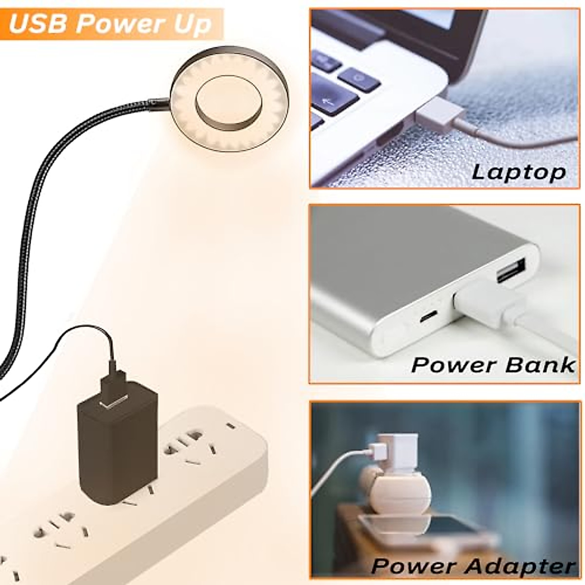 Lypumso Desk Lamp with Adapter, LED Reading Lamp Clip on Light, 3 Color Modes 10 Dimmable Brightness, Perfect Clamp Lamp for Home Office Studying Working Makeup Craft