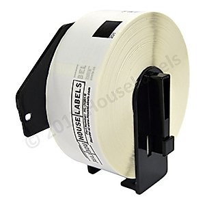HOUSELABELS Compatible with DK-1201 Replacement Roll for Brother QL Label Printers; 400 Removable Adhesive Address Labels; 1-1/7" x 3-1/2" (29mm*90mm) with 1 Reusable Cartridge - 2 Rolls