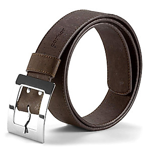 Corkor Vegan Belt for Women | Large for Jeans Dress Casual Buckle | Cork Leather Brown Color Large Size
