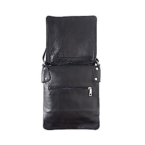 LaGaksta Ashley II Italian Soft Leather Shoulder Crossbody Bag -Black,Small