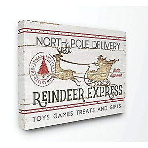 Stupell Industries North Pole Delivery Wood Texture Christmas Holiday Word Design Canvas, 24 x 30, Multi-Color