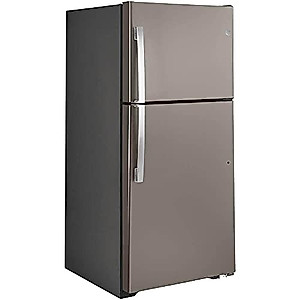 GE GTS22KMNRES 33" Top Freezer Refrigerator with 21.93 cu. ft. Capacity, LED Lighting, Edge-to-Edge Glass Shelves and Upfront Temperature Controls in Slate