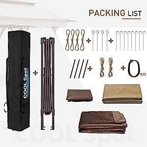 Cool Spot 11x11 Pop-Up Instant Gazebo Tent with Mosquito Netting Outdoor Canopy Shelter with 121 Square Feet of Shade by COOS BAY (Beige)