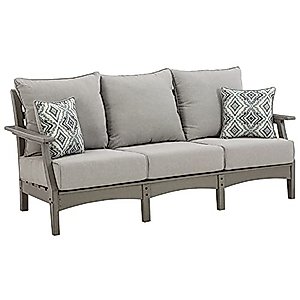 Signature Design by Ashley Visola Outdoor HDPE Patio Sofa with Cushion, Gray