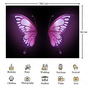 KUKUSOUL 7x5ft Purple Butterfly Wings Backdrop Shining Portrait Photography Background for Birthday Party Decor Banner Photo Booth Professional Studio Props KUBQY049