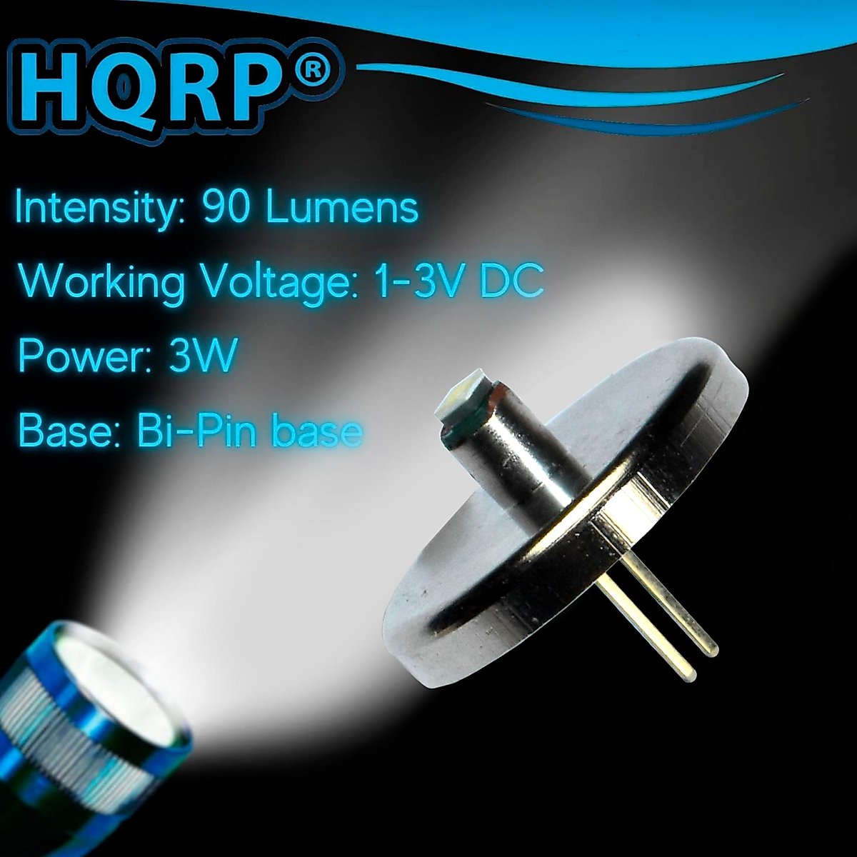 HQRP Hight Power 3W Extra Bright 90 Lumens Upgrade LED Bulb Bi-Pin LED Module for Mini Mag-Lite 2AA Solitaire Light LM2A001 Replacement