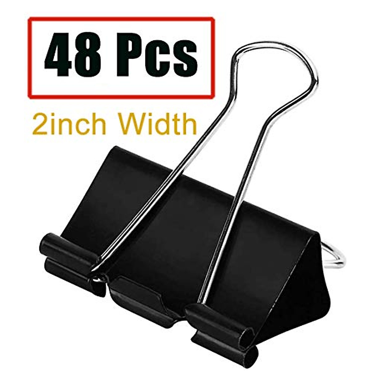 48 Pieces Extra Binder Clips,2 Inch Width,Paper Clips Extra Large for Office Supplies (Black)