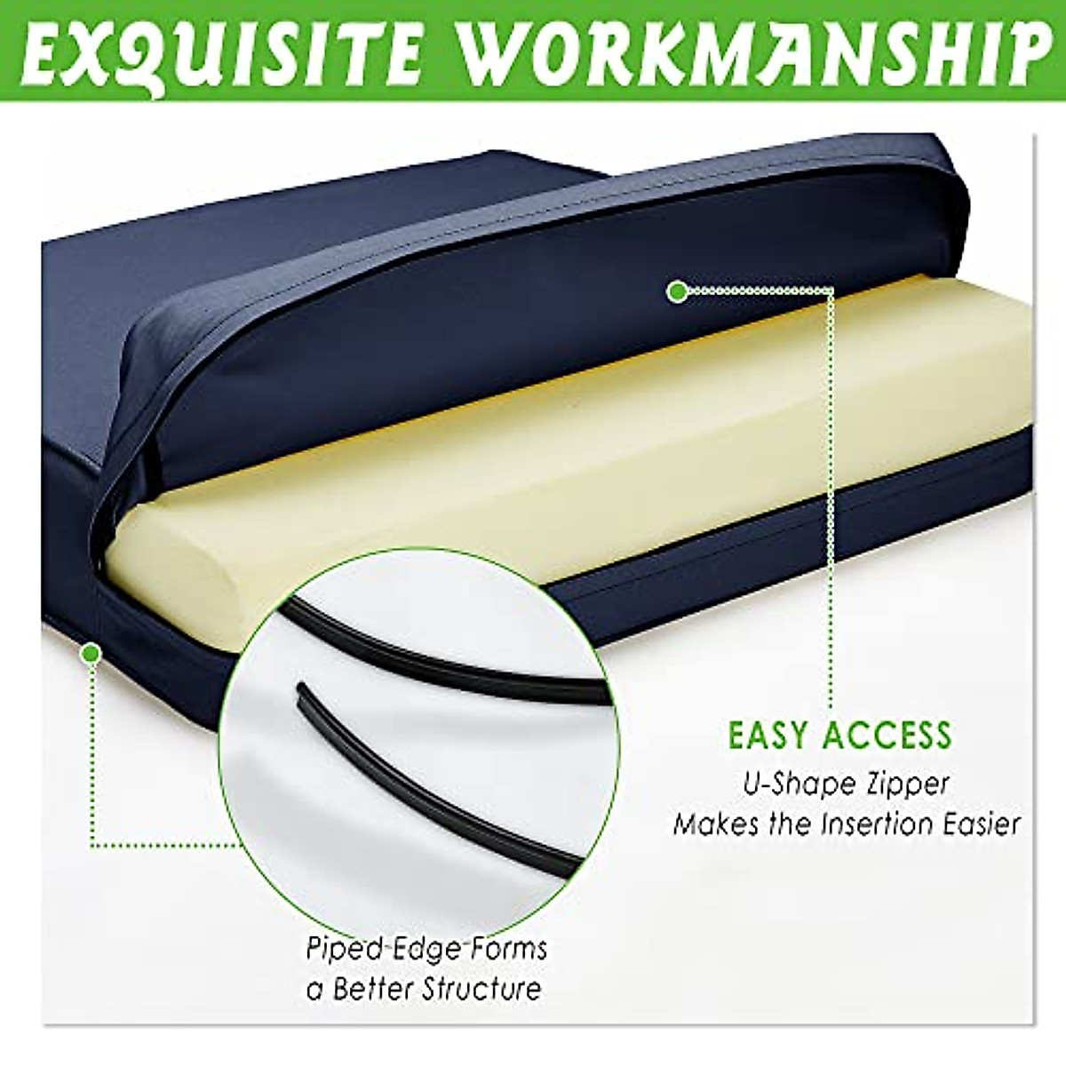 RYB HOME Outdoor Patio Cushion Covers 24"x24", Fade Resistant Fabric Sun-Proof & Waterproof Durable Slipcover for Outdoor Couch Chair Sofa Bench, Navy Blue, 4 Pieces, Covers Only