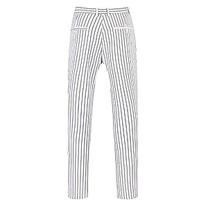 Mens 3 Piece Pinstripe Suit Slim Fit Casual Dress Suits Blazer + Vest + Pants US Size 38 (Asian Size 3XL) White