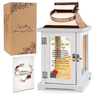 HN HAIINAA 50th Wedding Anniversary Lantern 50th Anniversary Wedding Gifts for Couple Parents Husband Wife Grandparents, Happy 50th Anniversary Decoration