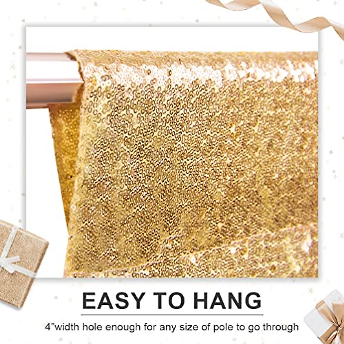 Sparkly Gold PartyDelight Sequin Backdrop, Photography, Christmas Backdrop, 10Ft x 10Ft