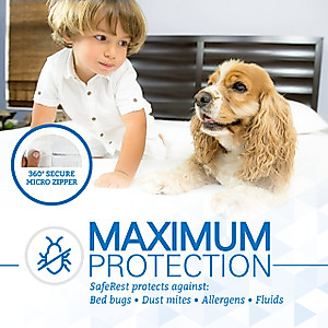 SafeRest Zippered Mattress Protector - Premium 12-15 Inch Waterproof Mattress Cover for Bed - Breathable & Noiseless Washable Mattress Encasement - Full