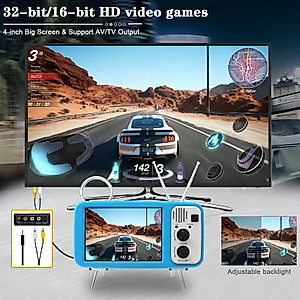 EASEGMER Retro Handheld Emulator Game Console with 5000 Classic Video Games, 4.0Inch Screen, Supports TV Connection and Two Players, Blue