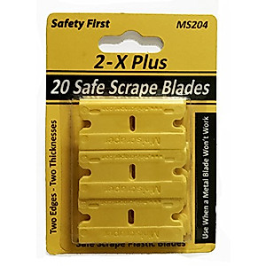 MINISCRAPER 20 Plastic Razor Blades Double Edged with Thicker and Thinner Edges/Decal Remover 2X Plus
