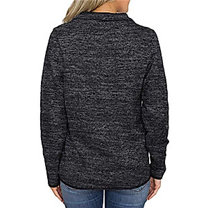 Artfish Women's Women Quarter Zip Casual Pullovers Lightweight Fleece Sweatshirts with Pockets (S,Black)