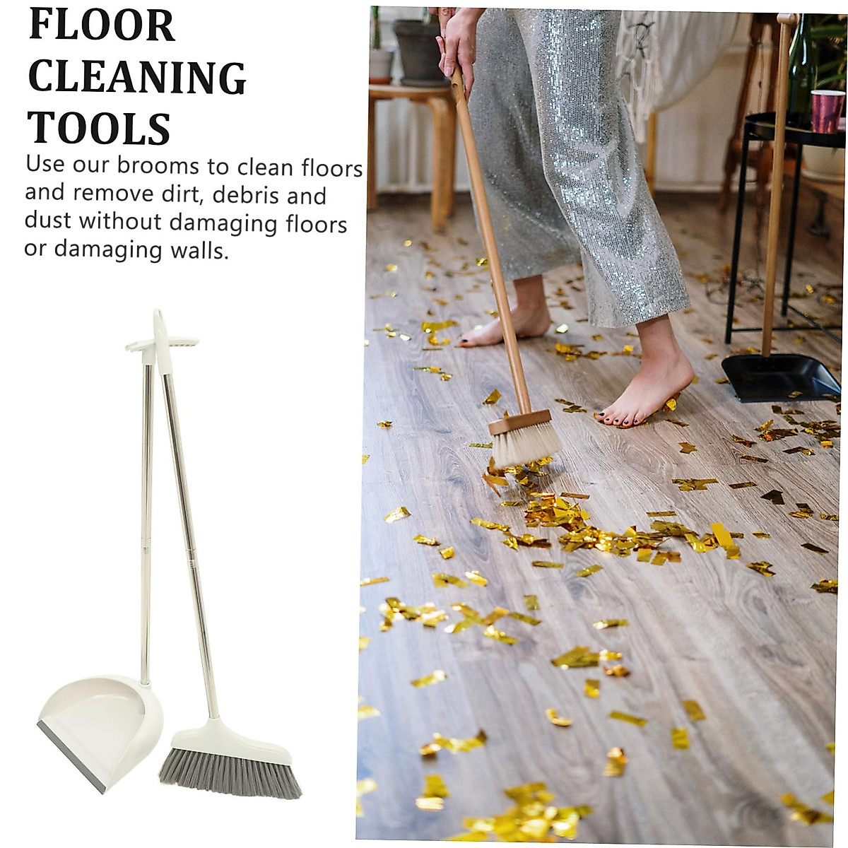 Ipetboom 1 Set Metal Broom Set Broom Office Plastic Dustpan Broom Dustpan Broom Dustpan Set Simple Suite Indoor Set Household Broom and dust pan The pet Broom with Dustpan