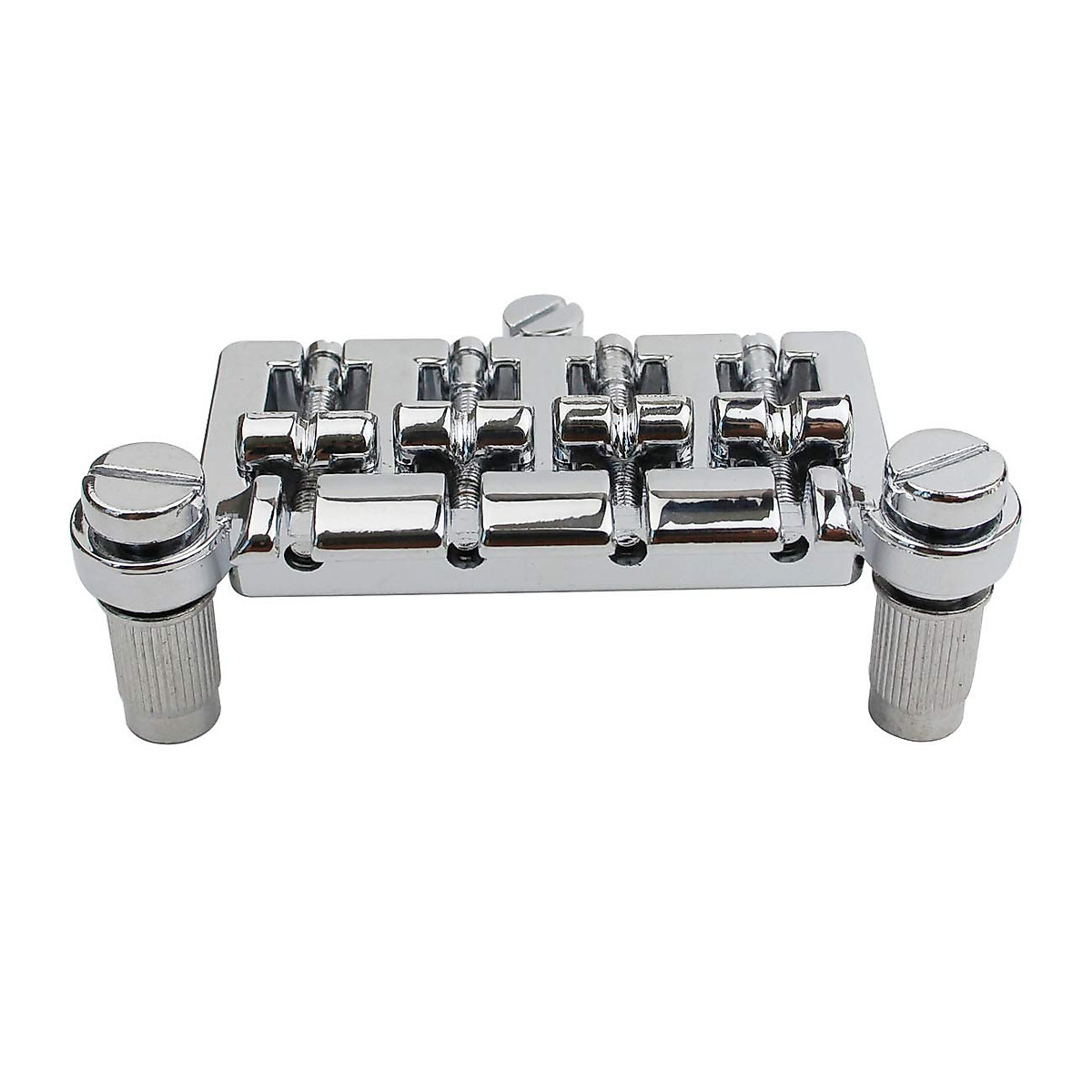 Guyker 3 Point 4 String Bass Bridge Tailpiece – Zinc Alloy Bridges Tailpiece with Saddle Replacement Parts for Bass (BG004)