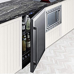 Summit Appliance AL57GPNR Commercial 24" Wide 5.0 Cu.Ft. Built-in Undercounter ADA Compliant Beverage Center with Panel-ready Glass Door, Black Cabinet, Factory Installed Lock and Digital Controls