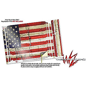 WraptorSkinz® Decal Style Skin Wrap Compatible with Sony PlayStation 4 Pro Console Skin Painted Faded and Cracked USA American Flag