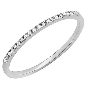 Dazzlingrock Collection 0.08 Carat (ctw) Round White Diamond Stackable Wedding Band for Women in 925 Sterling Silver Size 7.5