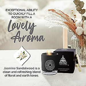 Jasmine Sandalwood Aromatherapy Candle, Earthy Scented Candles, Luxury Candles Scented with Chartres Symbol, Hand-Poured Soy Candle, 50 Hours Burn Time, 7.6 oz. - OneSoul Collection
