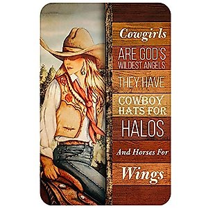 AMELIA SHARPE Tin Signs Vintage Cowgirls are Gods Wildest Angels They Have Cowboy Hats for Halos Signs for Bedroom Wall Decor Garden Sign Art Wall Decoration 12 X 8 Inches