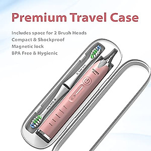 Wagner & Stern Ultrasonic whitening Toothbrush with Pressure Sensor. 5 Brushing Modes and 4 Intensity Levels with 3D Sliding Control, 8 Dupont Bristles, Premium Travel Case.