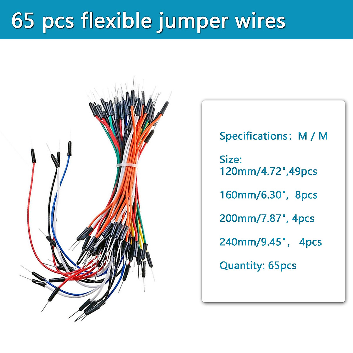 Minidodoca Breadboard Jumper Wires Kit 4pcs 400&830 Point Solderless Breadboards with Power Supply Module,140pcs 0.08"- 4.92" U-Shape,65pcs 4.7"-9.4",120pcs Length 8" M/M F/M F/F Dupont Jumper Wire