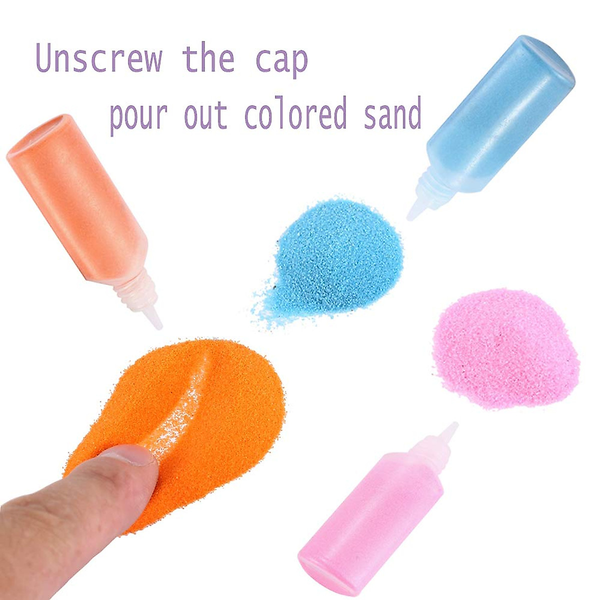 12 PCS Art Sand,1.25oz Bottles DIY Arts and Crafts Kit,Scenic Sand for Kids' Arts & Crafts,Terrarium Sand Play DIY Drawing Sandbox Wedding Sand for Decorations and Crafty Collection Sand Bottles