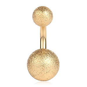 Ruifan 3PCS 14G 6mm 1/4 Inch 316L Surgical Steel CZ Short Belly Earring Navel Button Rings Set - Gold