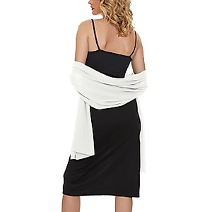 CHICGAL Women's Solid Chiffon Scarves Shawls Wraps for Bridal Wedding Party Evening Dress (White)