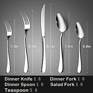 Heavy Duty Silverware Set, HaWare 40-Piece Stainless Steel Utensils Include Knives Forks Spoons Service for 8, Metal Thickness Flatware Set for Home Restaurant, Mirror Polished, Dishwasher Safe