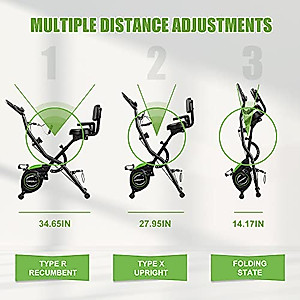 Caromix Folding Exercise Bike, 4 in 1 Stationary Magnetic Cycling Bicycle Upright Indoor Cycling Bike for Home Workout 330LB Capacity (Black)