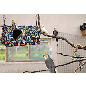 ShuRung Parrot Cockatiel Warm House Bird Nest Bed Winter Hanging Hammock Birds Sleeping Bed Parrot Hideway Bed Polyester Fabric for Parrot Parakeet Cockatiels Budgies Lovebird African Grey (S)