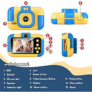 GIENEX Kids Selfie Camera, Christmas Birthday Gifts for Boys Age 3-9, HD Digital Video Cameras for Toddler, Portable Toy for 3 4 5 6 7 8 Year Old Boy