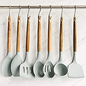 Home Hero 8-pcs Acacia Wooden Silicone Kitchen Utensils Set - Acacia Wood Silicone Cooking Utensils Set - Kitchen Gadgets & Kitchen Tool Gift Set