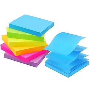 Early Buy Pop Up Sticky Notes 3x3 Refills Self-Stick Notes 6 Pads, 6 Bright Colors, 100 Sheets/Pad (6 Bright)