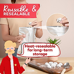 XFasten Resealable Mylar Bags for Food Storage with 112 Labels 1 Quart 7" x 10" (100-Pack) Resealable Bags for Small Business Resealable Mylar Bag for Food Preservation, Sealable Bags for Packaging