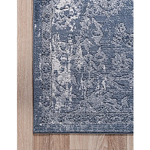 Unique Loom Portland Collection Area Rug - Albany (7' 10" Square, Blue/ Gray)
