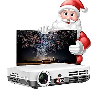 BOSS S7 Projector | 7000 Lumens | 2160P Ultra HD 4K, Android, Bluetooth, 3D Mobile Mirroring, Compatible with Mobile Phone, USB, HDMI