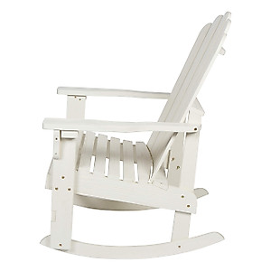 Shine Company 4699EW Marina Adirondack Porch Rocker | Indoor/Outdoor Wood Rocking Chair – Eggshell White