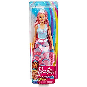 ​Barbie Dreamtopia, Rainbow Princess Doll with Extra-Long Pink Hair, Plus Hairbrush, for 3 to 7 Year Olds
