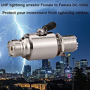 Whisary UHF Lightning Arrestor PL-259 Lightning Surge Protector UHF Female to Female Bulkhead for HAM Radio Gear，CB Ham Two-Way Base Stations