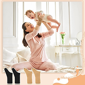 Thumb Compression Arthritis Gloves Breathable Wrist Support Brace Thumb Brace with Gel Thumb Splint Wrist Compression Sleeve Fingerless Glove for Relieve Pain (4 Pieces, Black, Nude, Large)