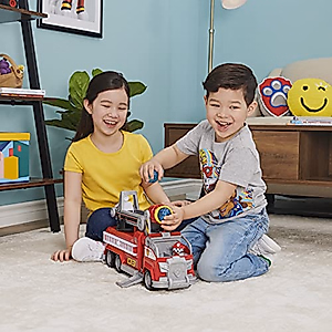Paw Patrol, Marshall’s Transforming Movie City Fire Truck with Extending Ladder, Lights, Sounds and Action Figure, Kids Toys for Ages 3 and up