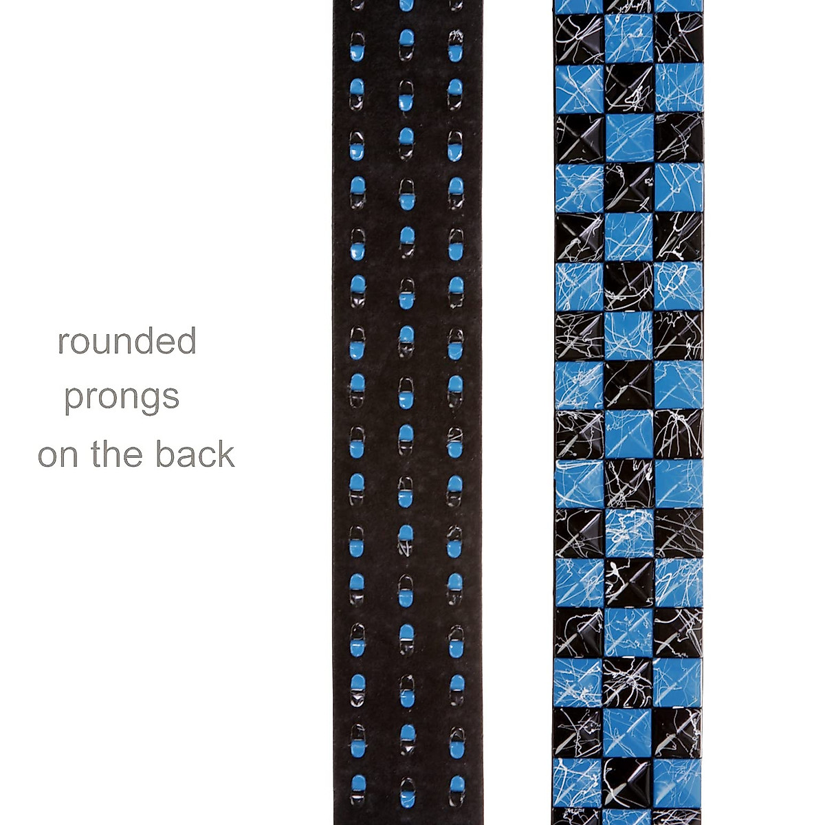 Snap On 1 1/2" Blue & Black Checkerboard Punk Rock Studded Belt, m 33"-35"