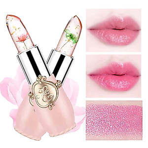 Petansy 6 Pack Crystal Jelly Flower Lipstick Set, Nutritious Temperature Change Lip Balm Long Lasting Moisturizer Lip Gloss Magic Color Change Lip Stick Set