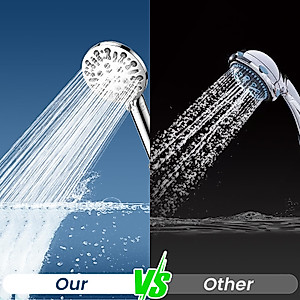PWERAN Filtered Shower Head with Handheld, Dual Filters High Pressure Water Flow 9 Spray Mode Showerhead, Built-in Power Wash with Hose & Water Softener Filters for Hard Water - Remove Chlorine